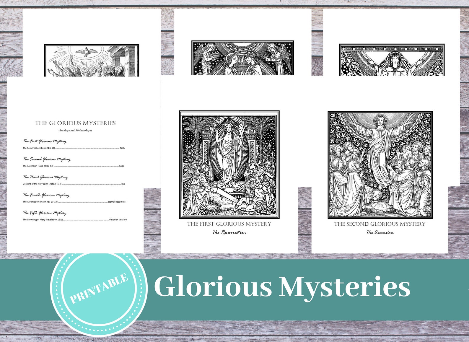 Printable Rosary Art Flipbook: Catholic Prayer Aid / Printable Catholic ...