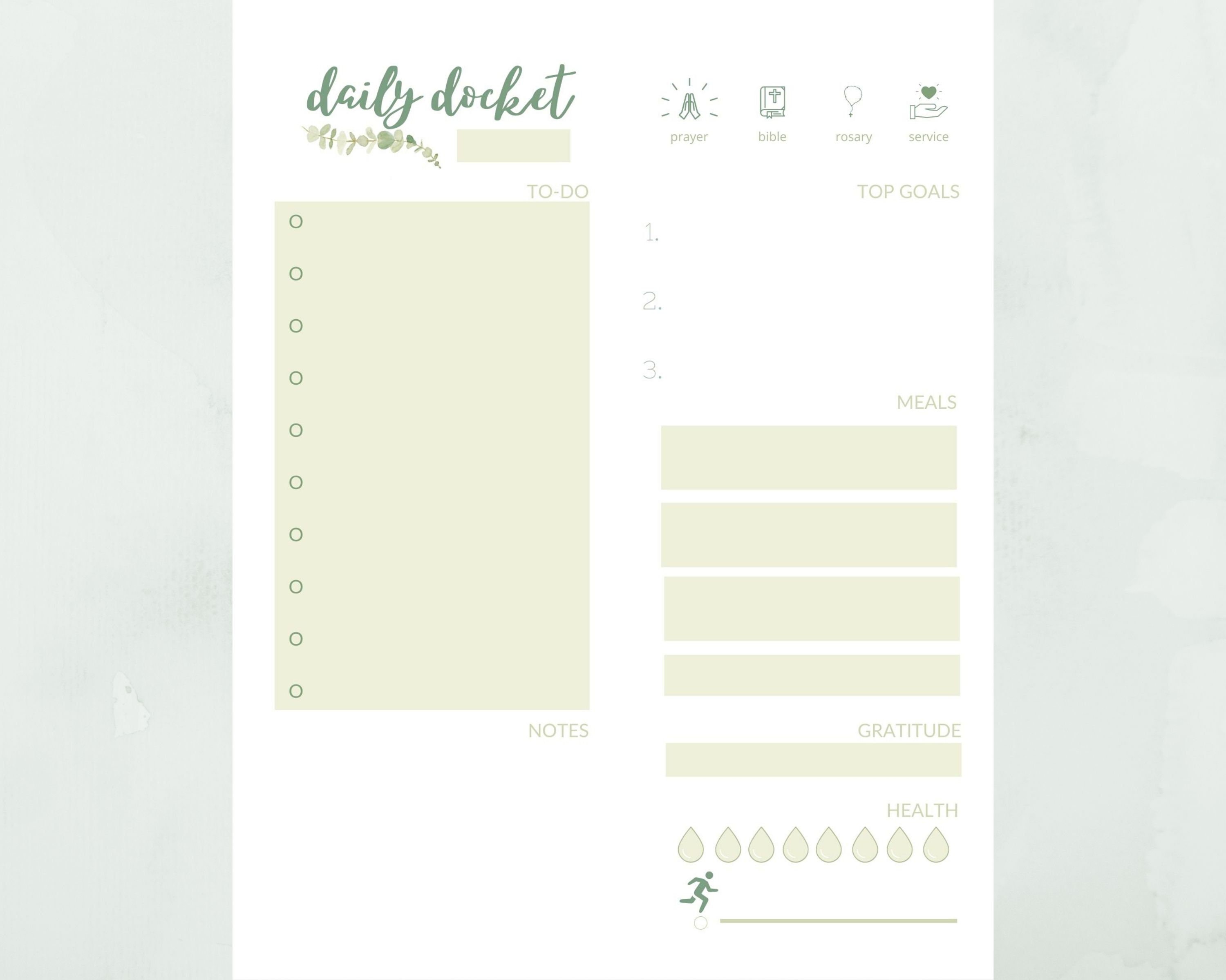 Catholic Daily Docket Printable: Daily Planner, Daily Agenda, Daily ...