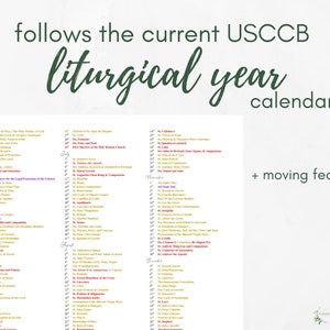 Perpetual Catholic Liturgical Calendar Year at a Glance: Liturgical ...