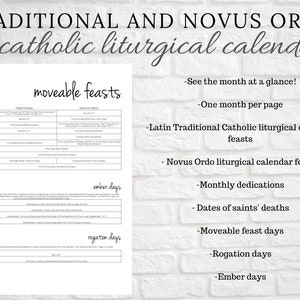 Traditional Latin Catholic and Novus Ordo Printable Calendar: Catholic ...