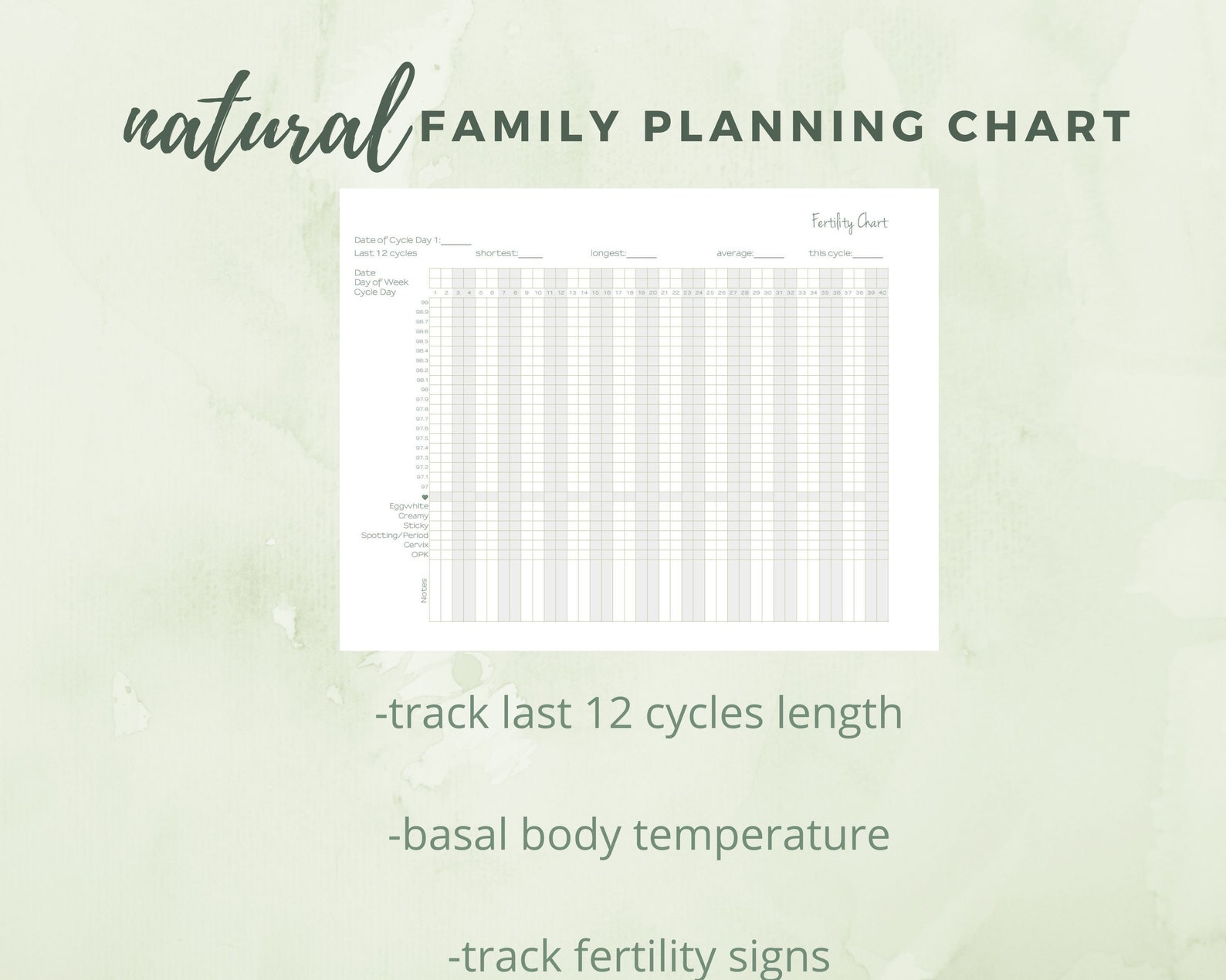 Natural Family Planning Printable Chart: Fertility Awareness - Etsy ...
