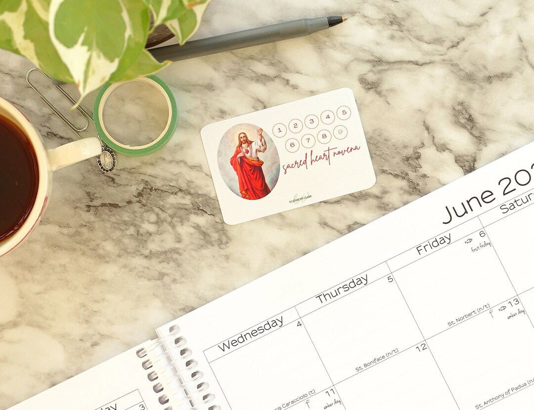 Sacred Heart Novena Habit Tracker Planner Sticker: Catholic Planner ...