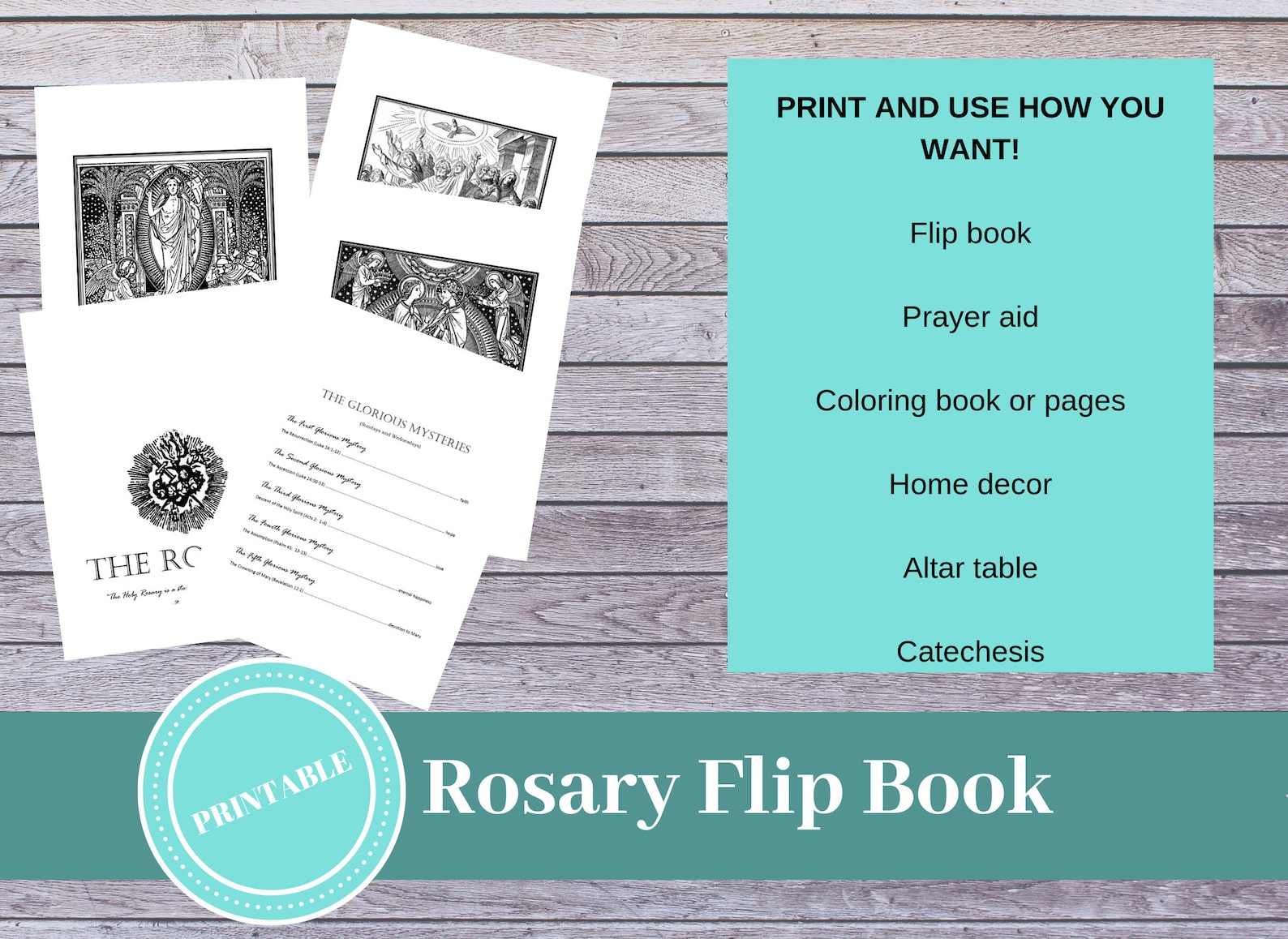 Printable Rosary Art Flipbook: Catholic Prayer Aid / Printable Catholic ...