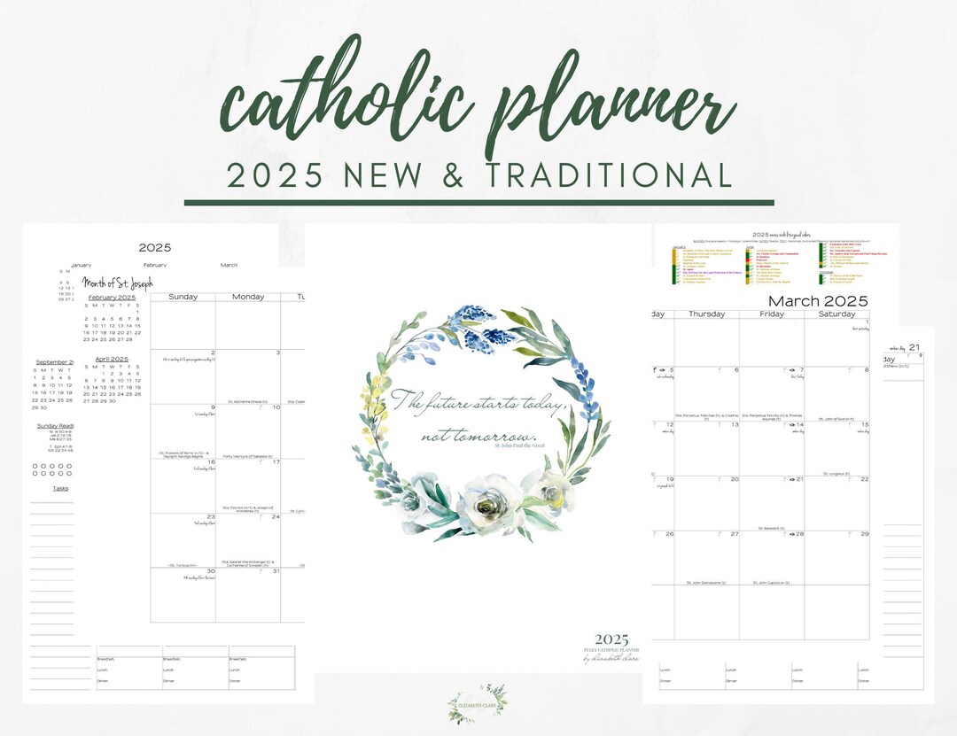 2025 Catholic Planner Printable PDF: Daybook / Daily Weekly Calendar ...