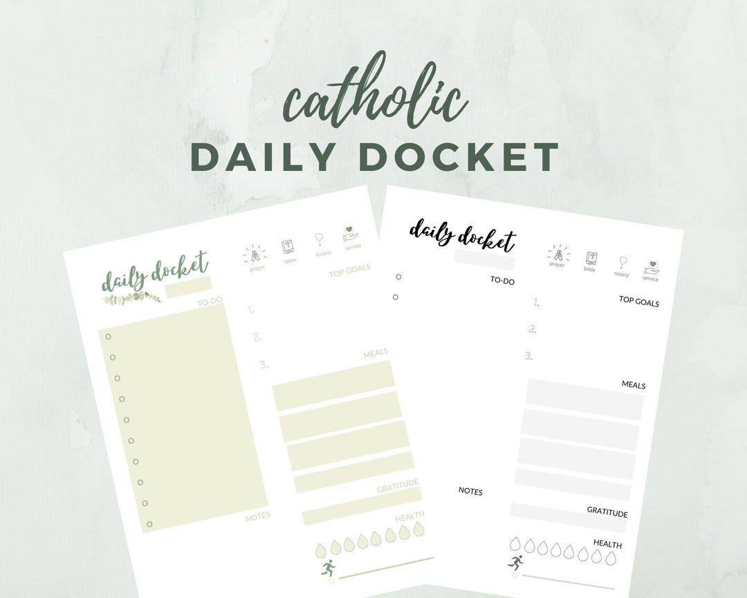 Catholic Daily Docket Printable: Daily Planner, Daily Agenda, Daily ...