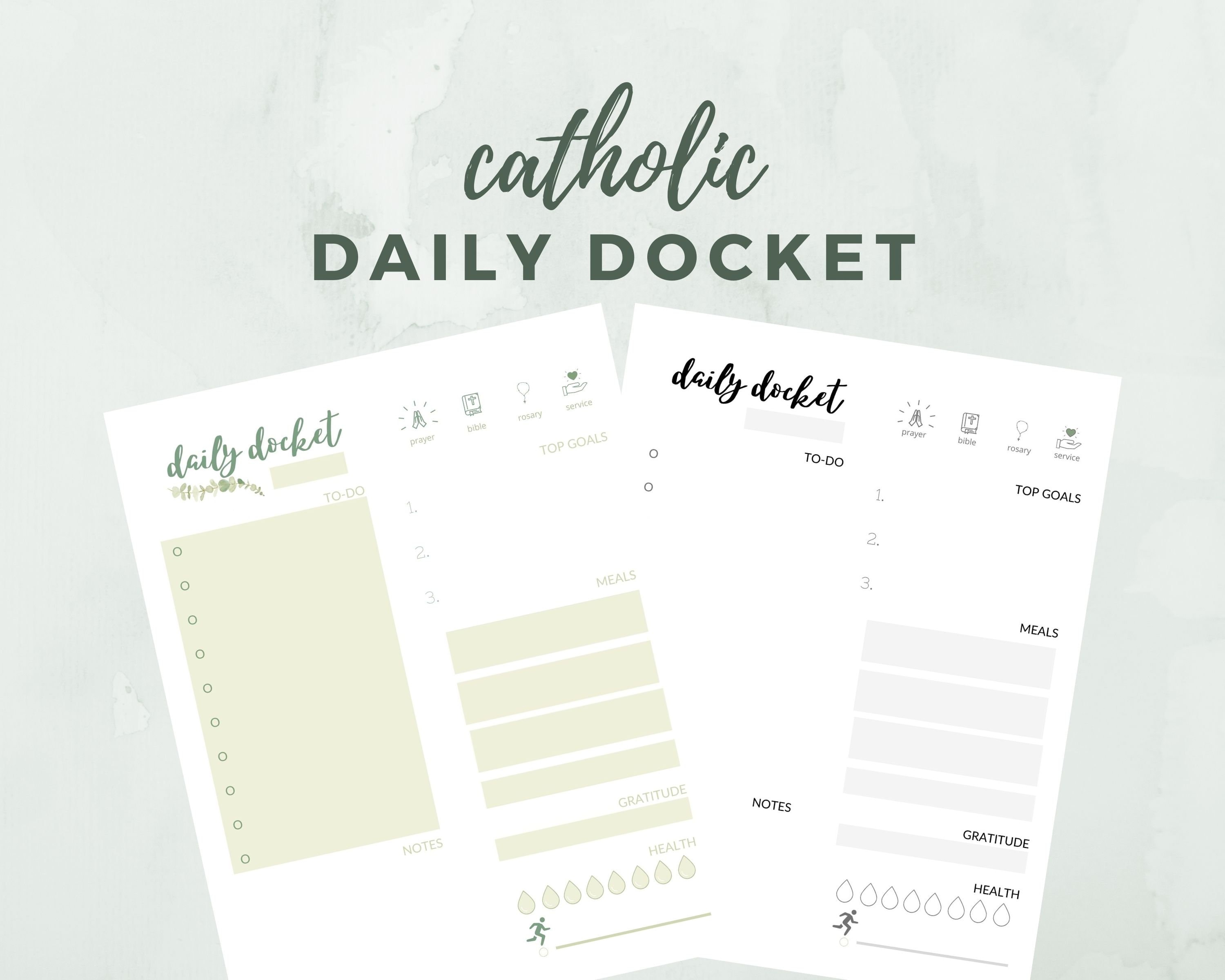 Catholic Daily Docket printable: Daily Planner Daily Agenda | Etsy