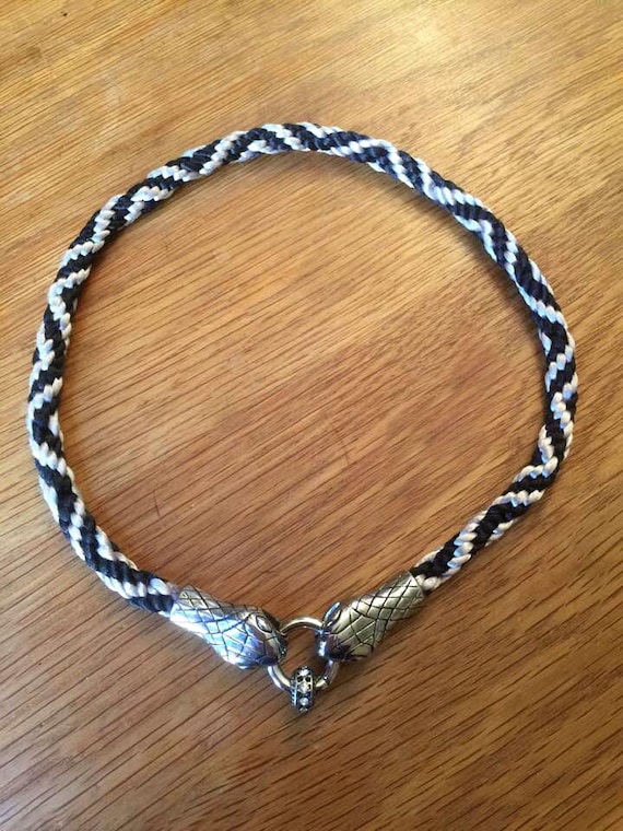 Hand Braided Snake Head Dog Tag Collars | Etsy
