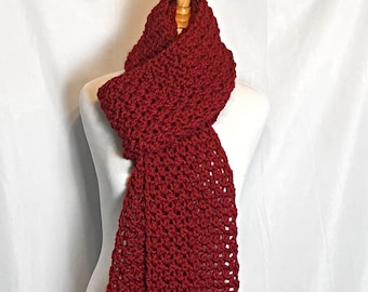 Dark Red Scarf - Etsy