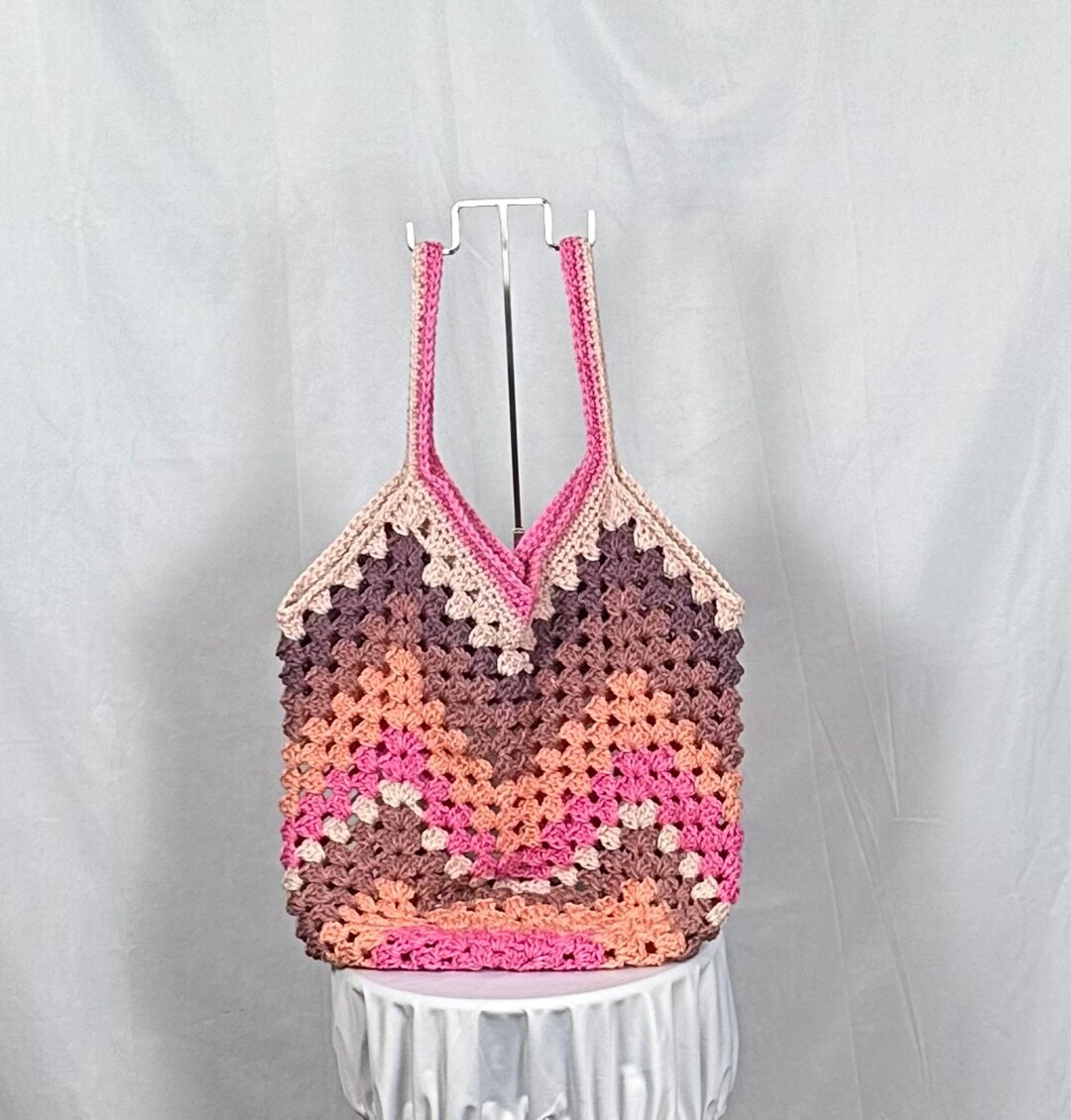 Crochet Tote Bag Pink Peach, Large Slouchy Hobo Bag, Shoulder Bag ...