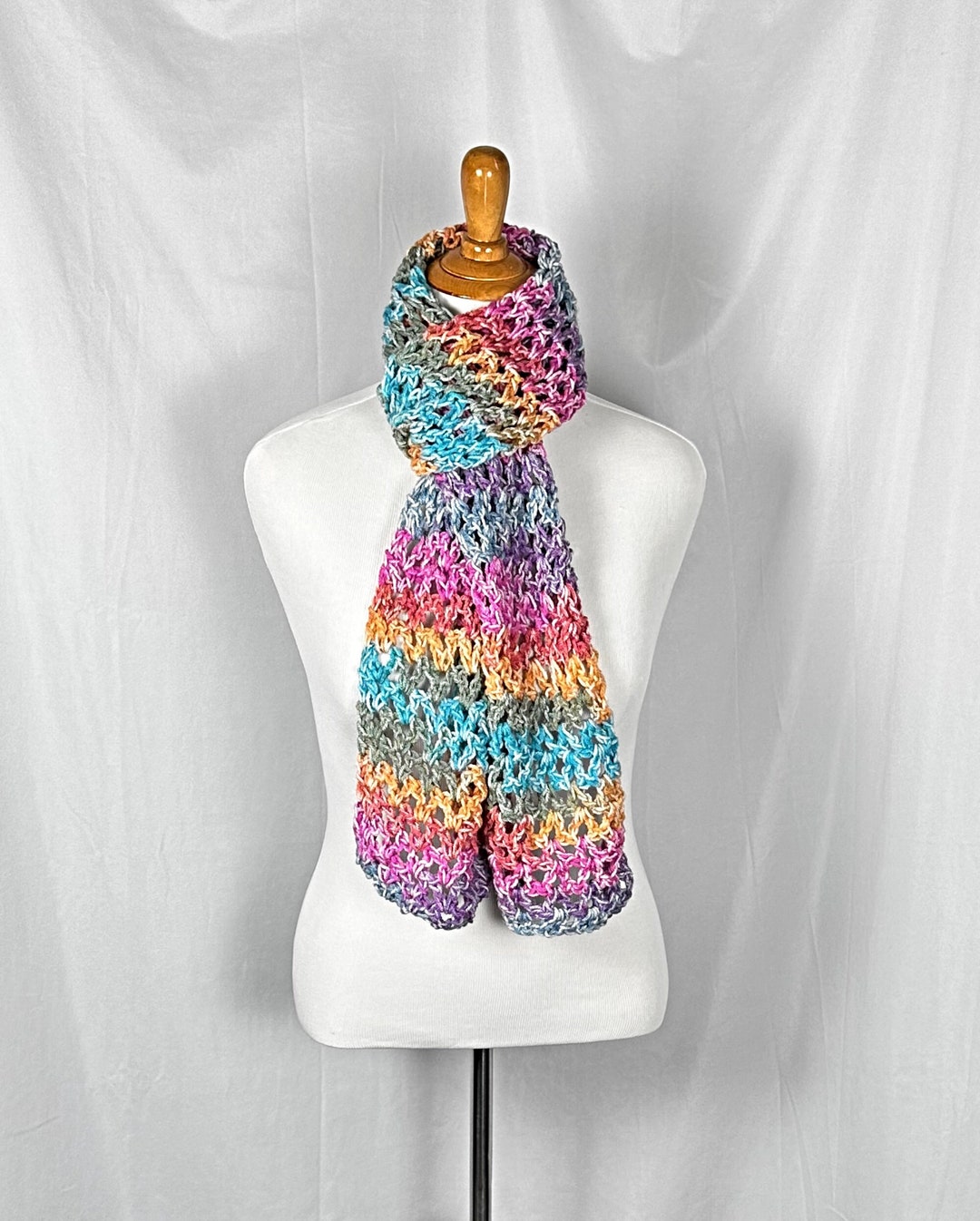 Multi Color Crochet Scarf, Open End Winter Neck Warmer, Gift for Her ...