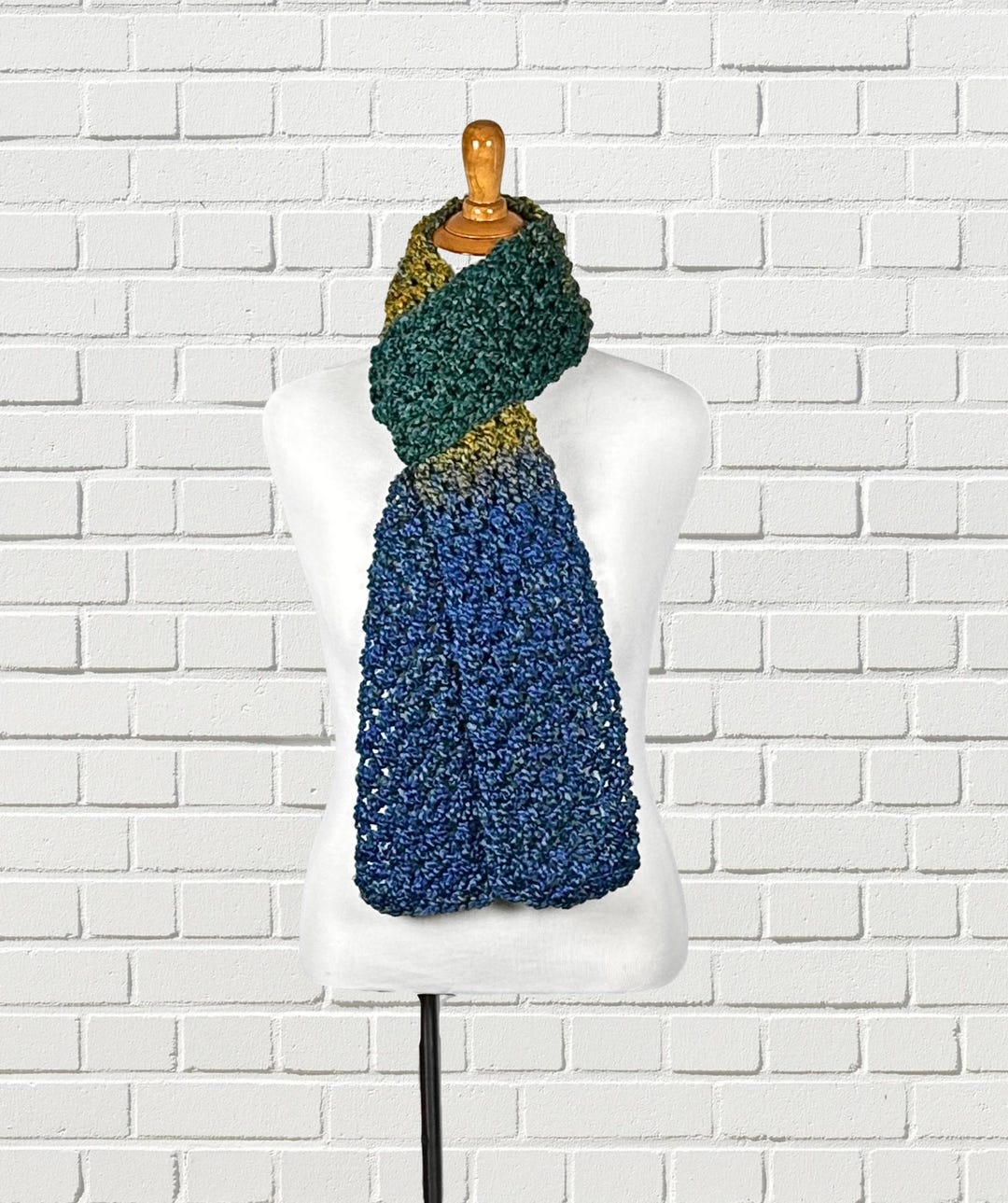 Bulky Blue Green Scarf, Handmade Winter Neck Warmer - Etsy