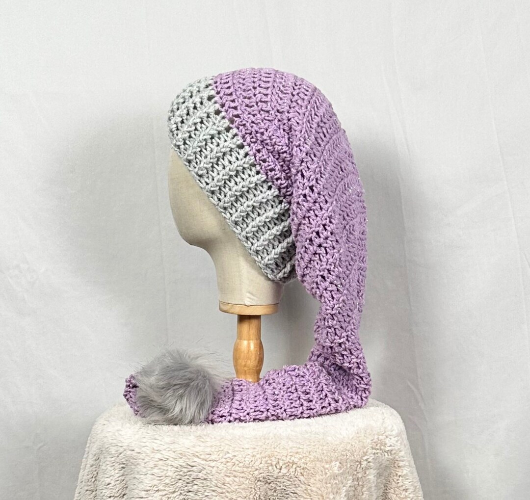 Lavender Metallic Long Stocking Hat Christmas Santa Elf Hat - Etsy