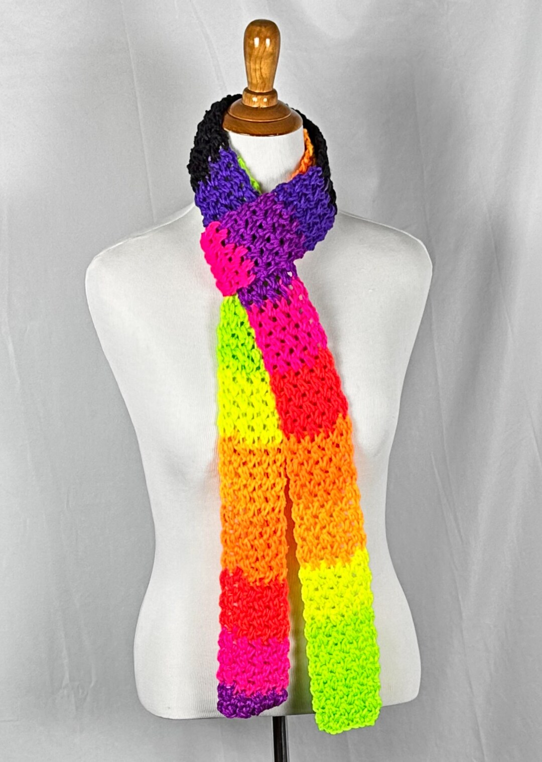 Rainbow Skinny Scarf, Long Narrow Open End Neck Warmer, Gift for Her ...