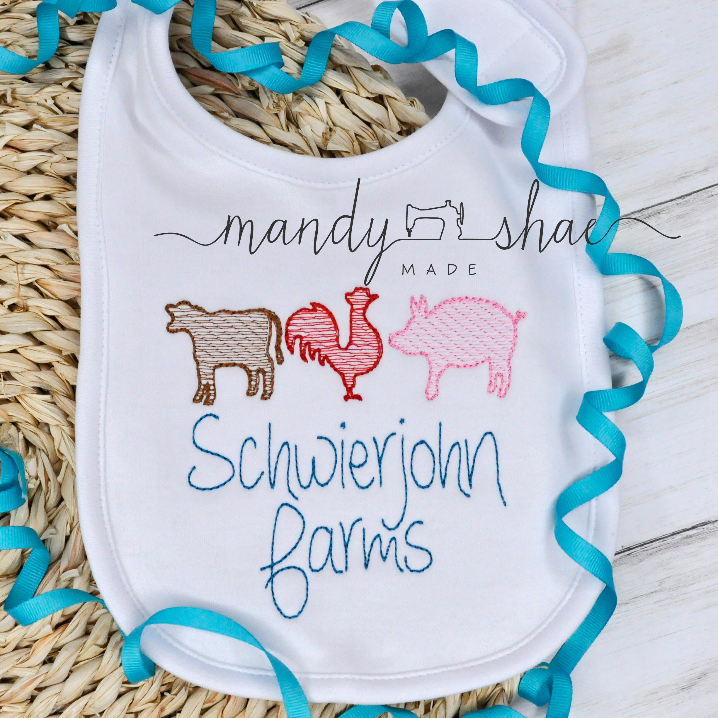 Farm Animal Bib/personalized Baby Bib/embroidered Farm Animal - Etsy