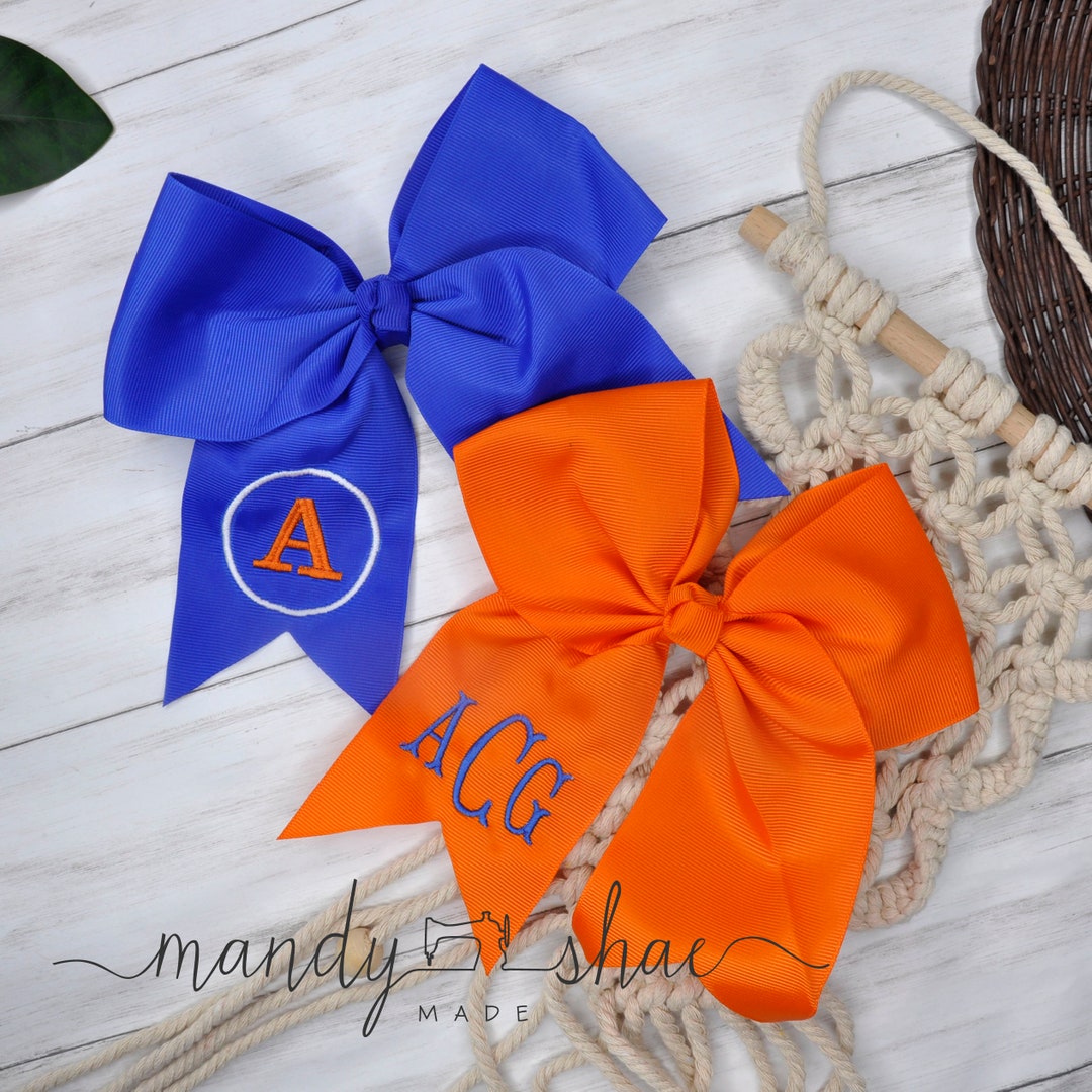 Monogrammed Hair Bow/cheer Bow/personalized Hair Bow/embroidered Hair ...