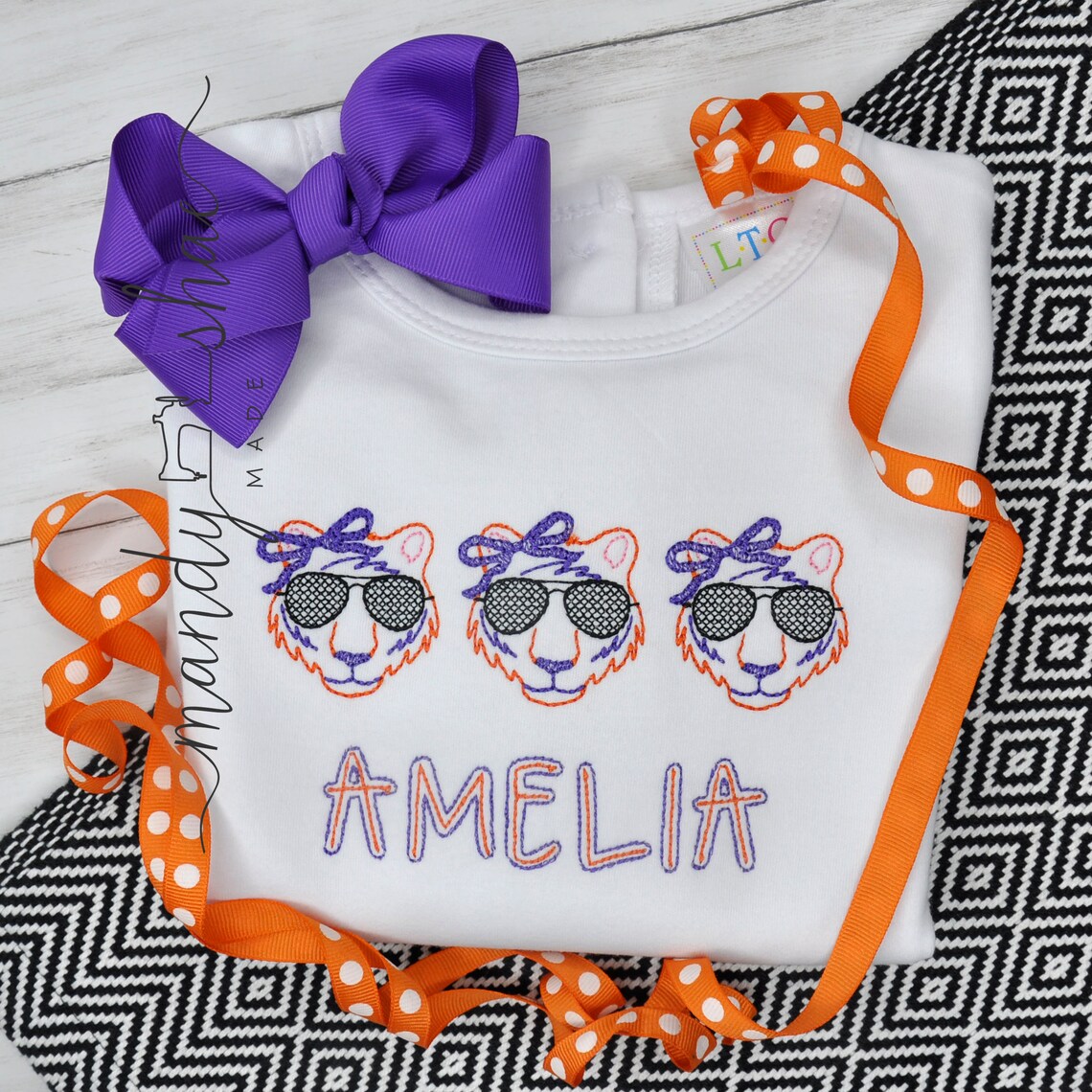 Personalized Tigers Shirt/girl's Embroidered Applique - Etsy