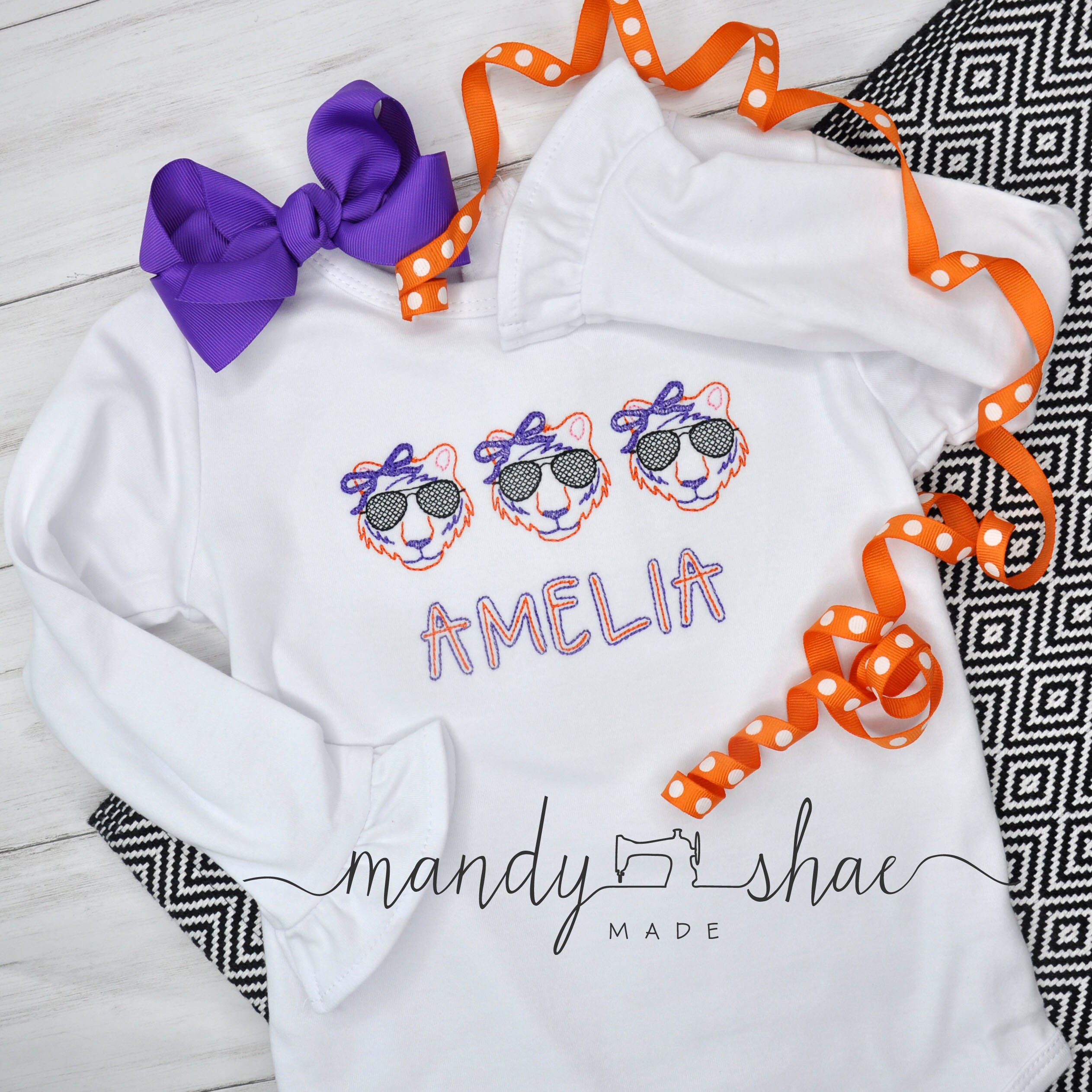 Personalized Tigers Shirt/girl's Embroidered Applique - Etsy