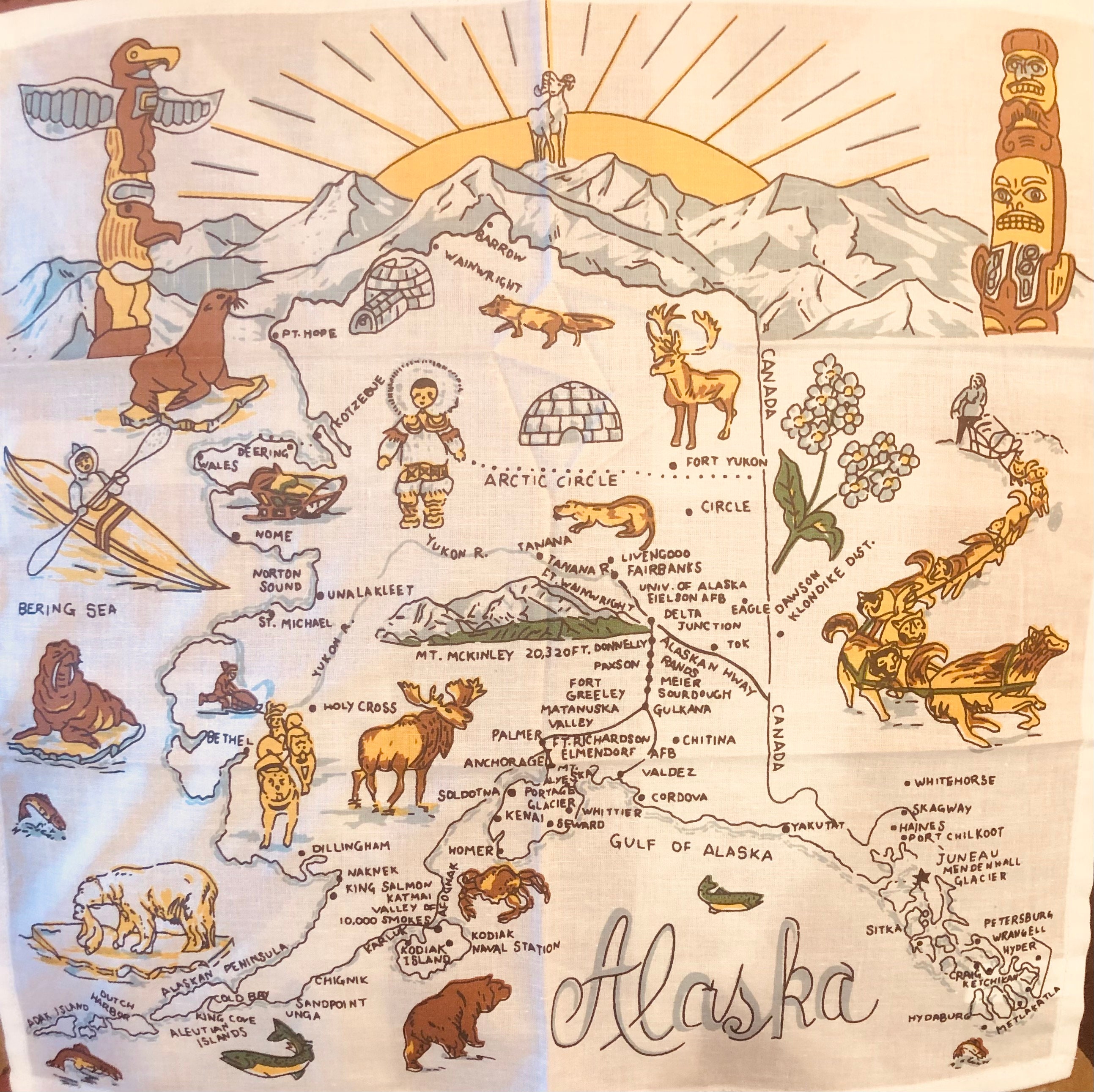 Alaska Print Handkerchief Woman Man Home Accessories Outfit Kitchen ...