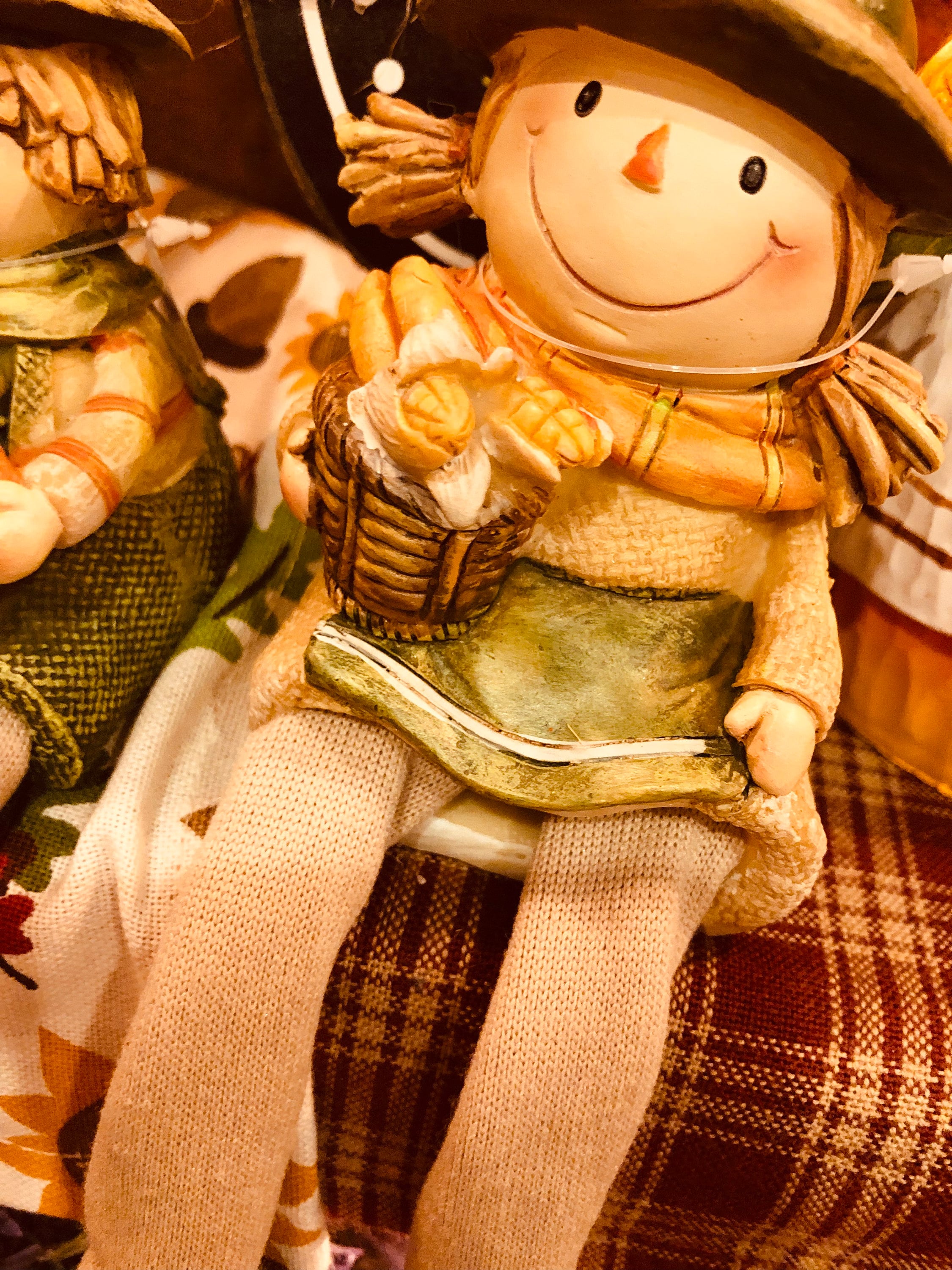 Fall Harvest Sitting Legs Scarecrow Statue Home Decoration 2 Assorted ...