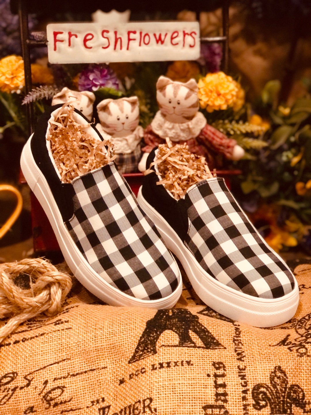 Women Athletic Casual Shoes Farmhouse Country Girl Style With Fabric ...