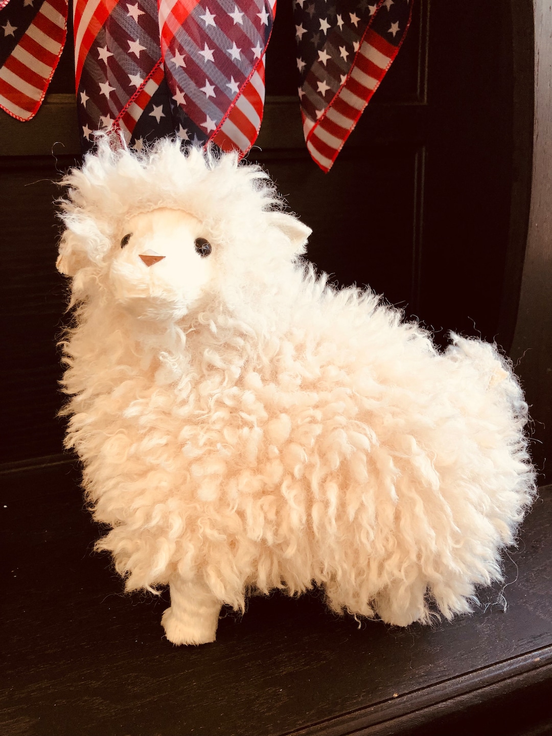 Farmhouse Hand Crafted Fur Sheep Country Home Decorations Farmer ...