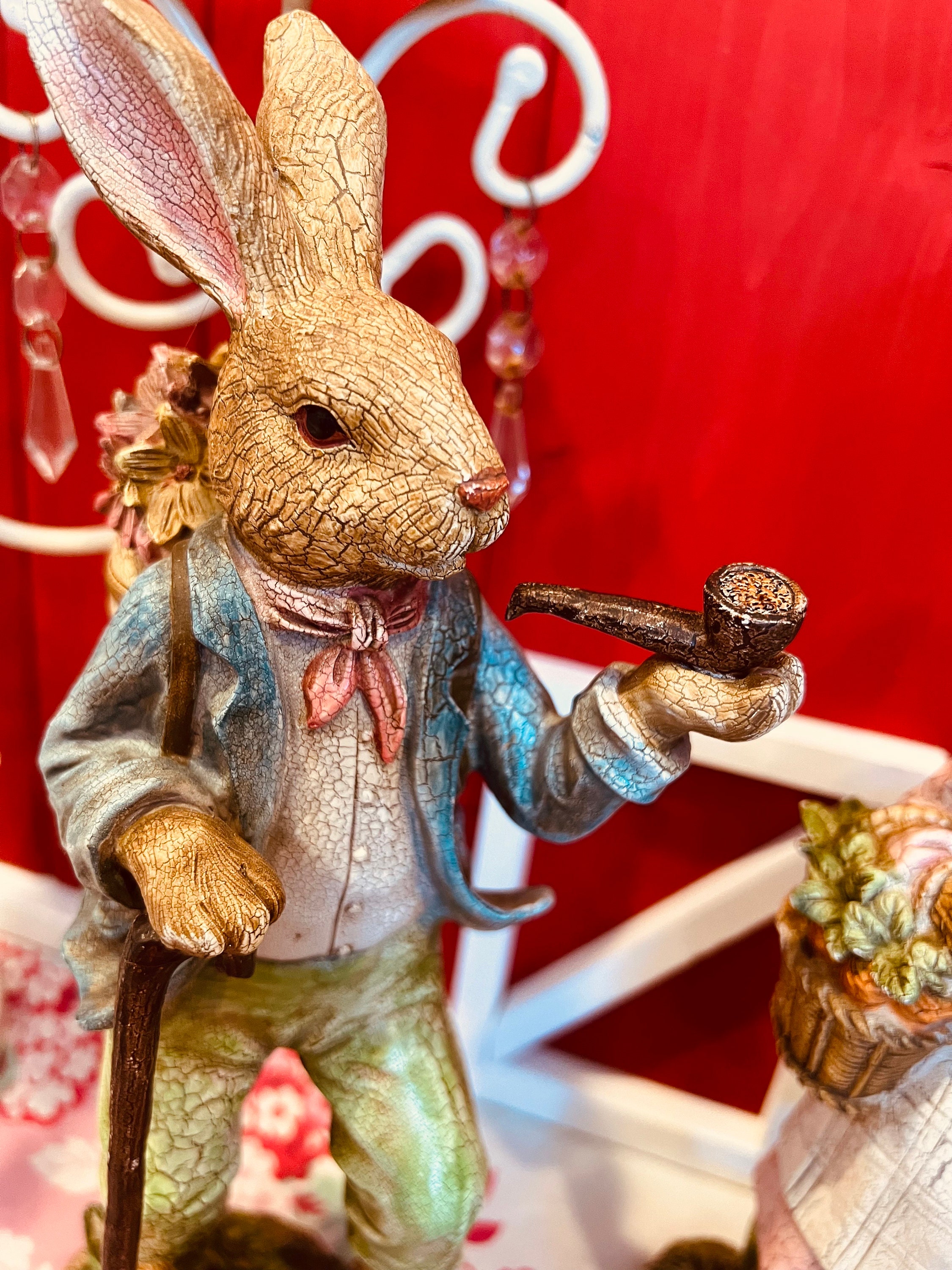 Farmhouse Bunny Couple Statue Easter Season Spring Summer Home ...