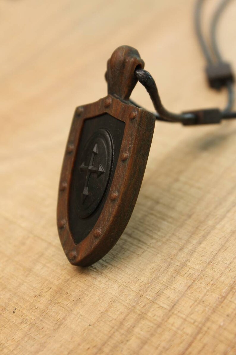 Wooden Archangel Saint Michael /sheild St. Michael Necklace - Etsy