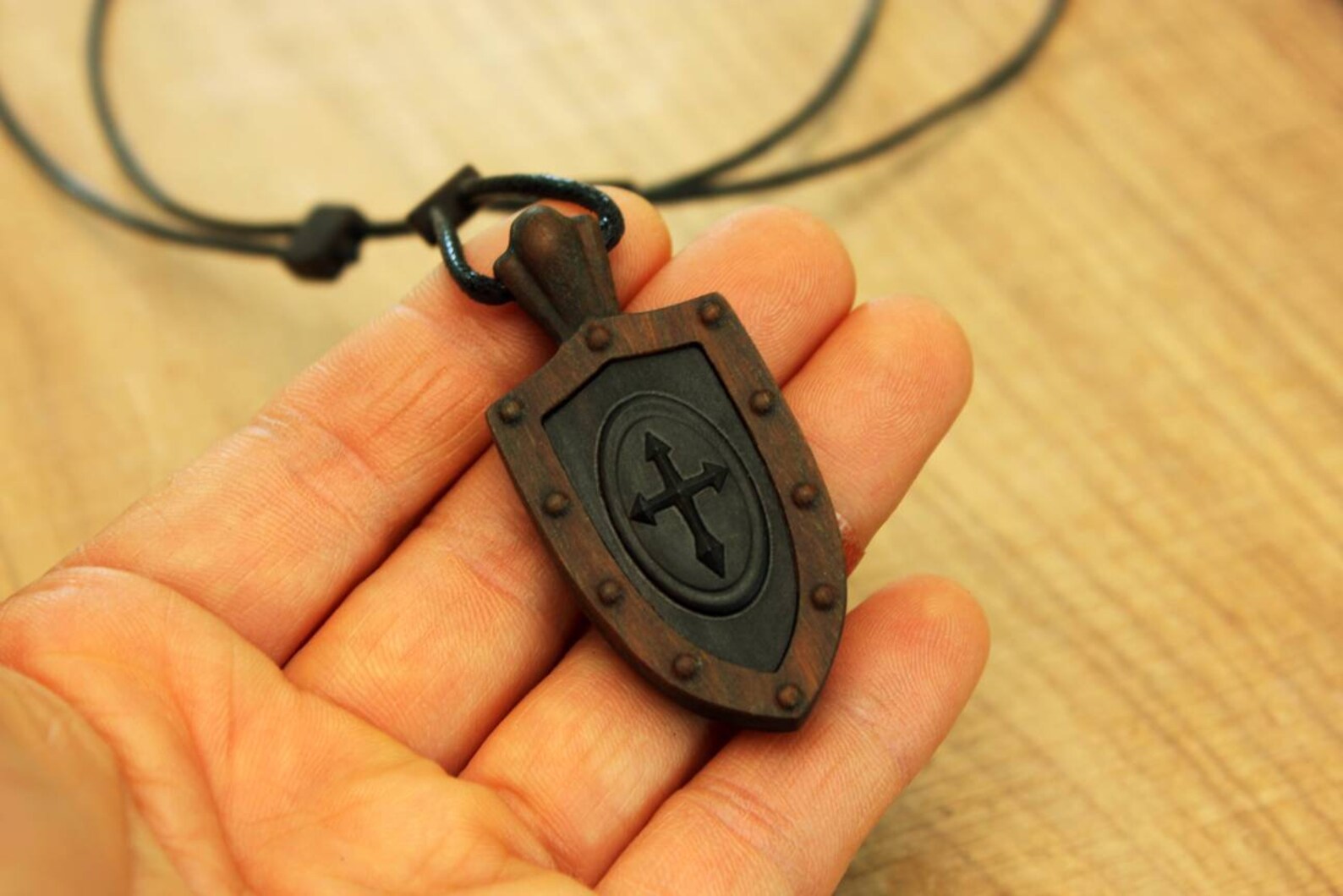 Wooden Archangel Saint Michael /sheild St. Michael Necklace - Etsy