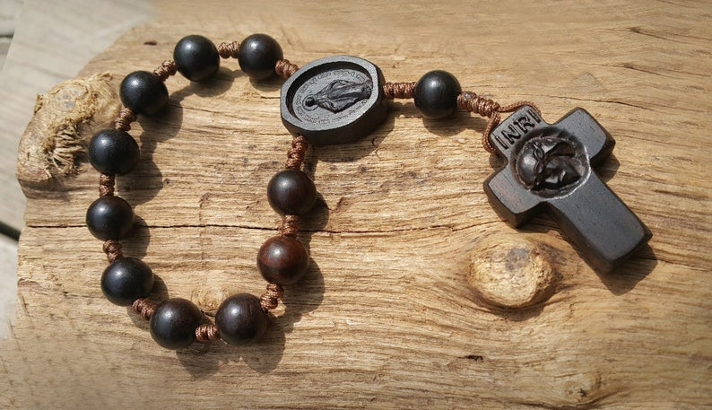 Handmade Knotted Wooden Rosary : Mpingo Wood, One-decade Prayer Beads ...