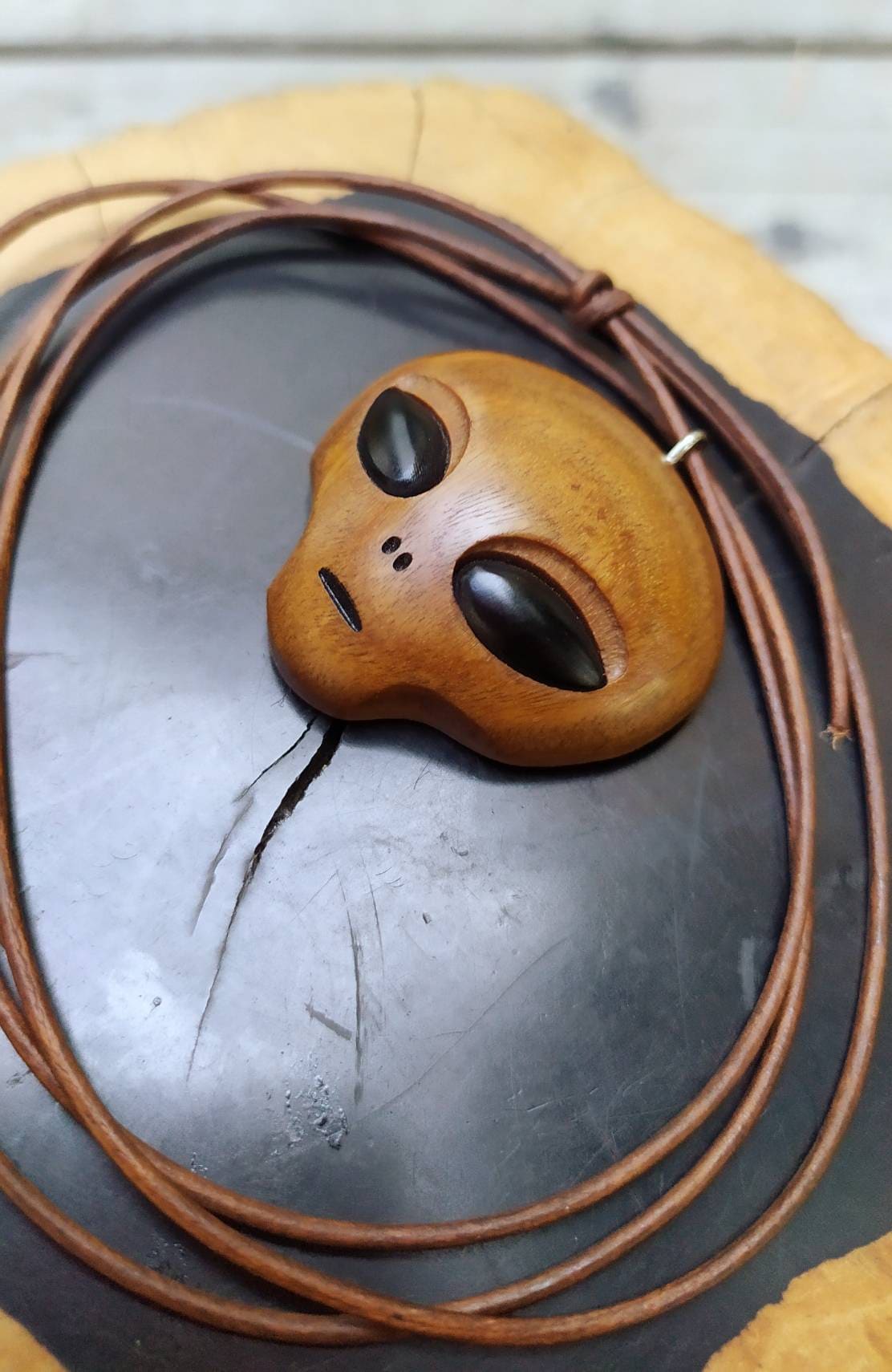 Alien necklace-Wooden alien-wooden necklace-boy necklace-mens | Etsy