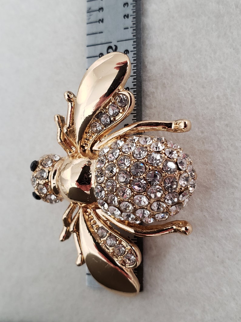 Vintage Qty 2 Rhinestone BEE Pin Marked OPC CN Brooch Jewelry Women ...