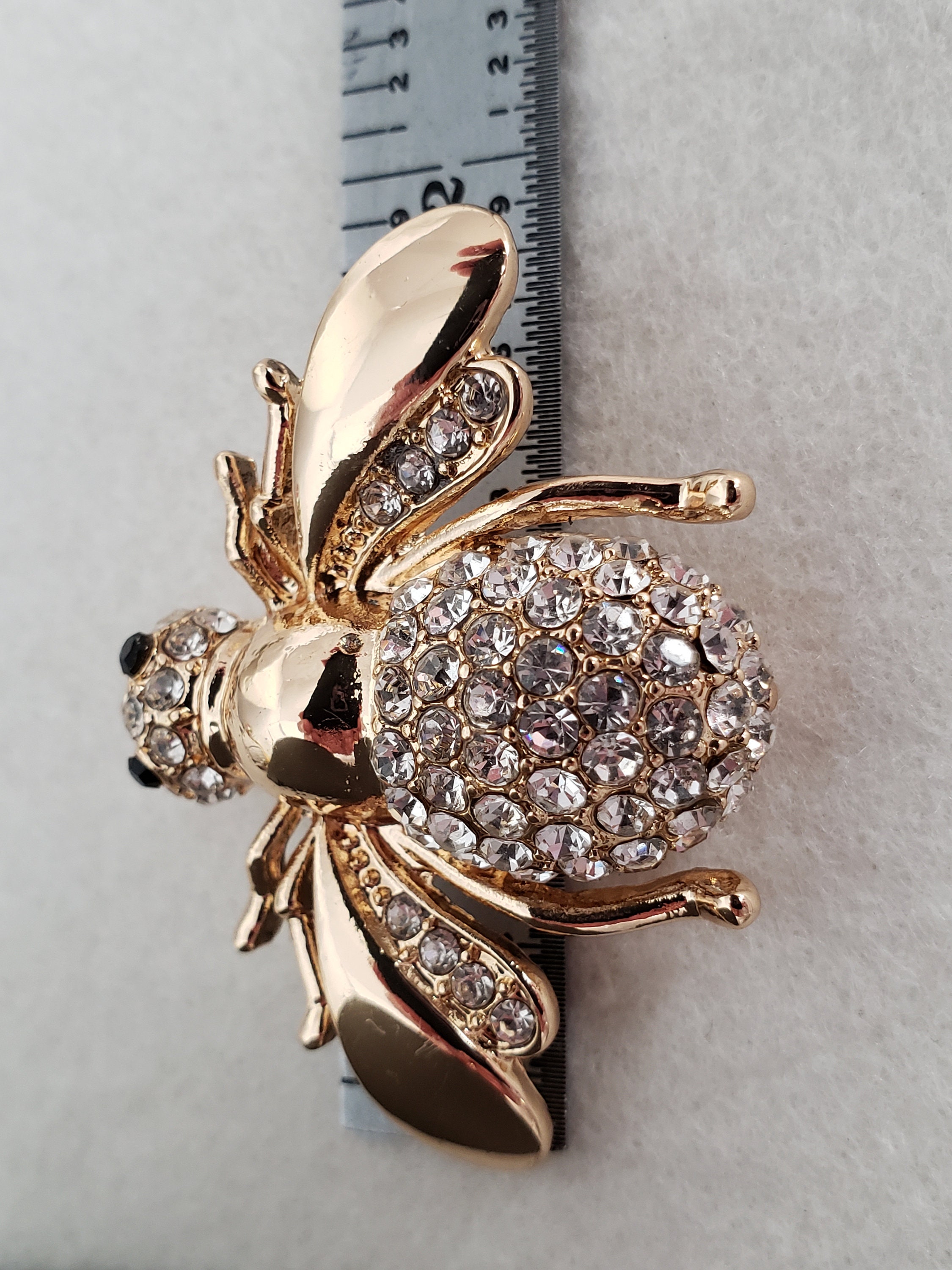Vintage Qty 2 Rhinestone BEE Pin Marked OPC CN Brooch Jewelry Women ...