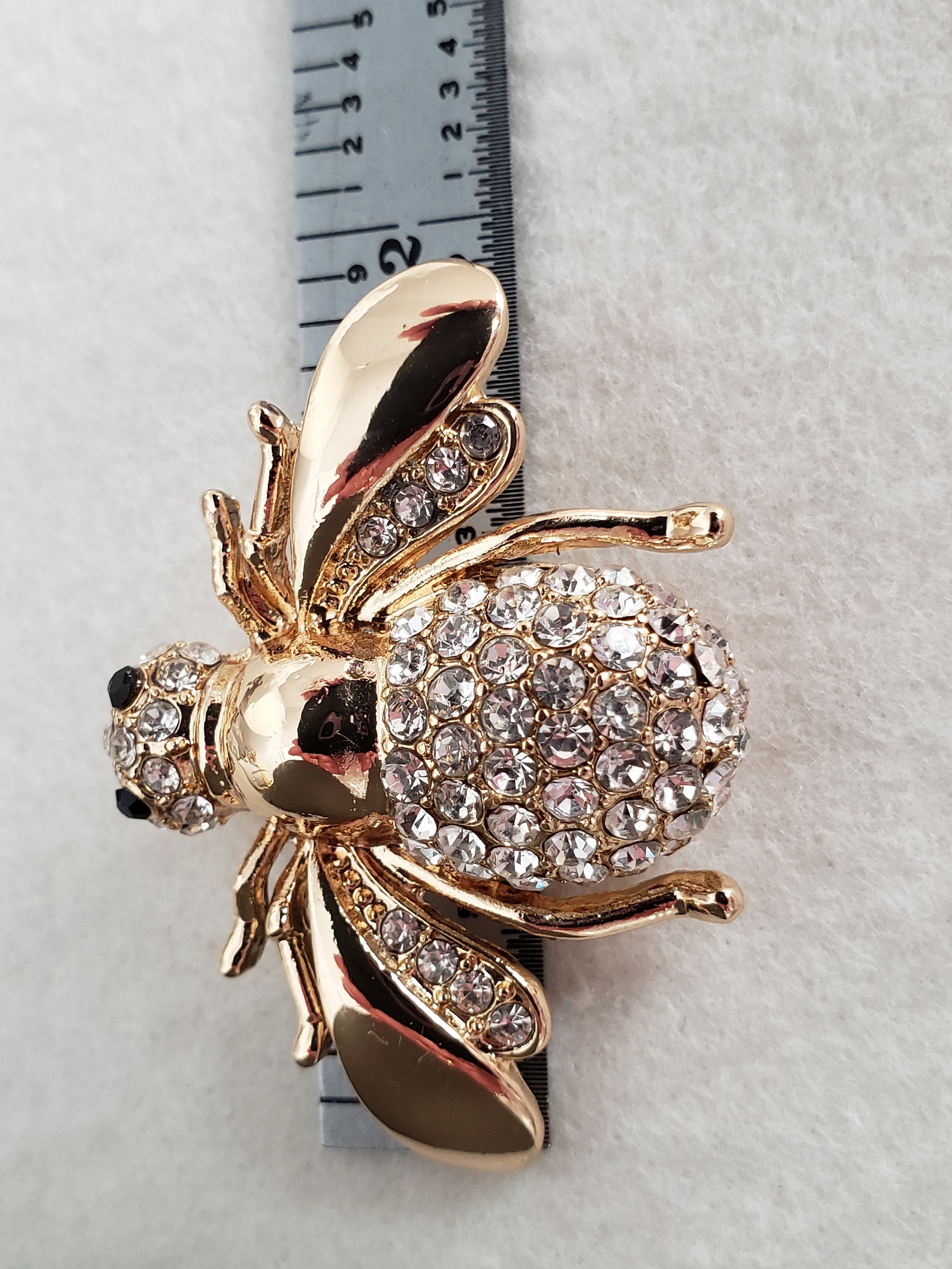 Vintage Qty 2 Rhinestone BEE Pin Marked OPC CN Brooch Jewelry Women ...