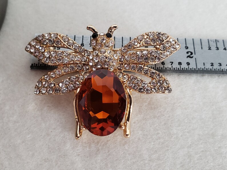 Vintage Qty 2 Rhinestone BEE Pin Marked OPC CN Brooch Jewelry Women ...
