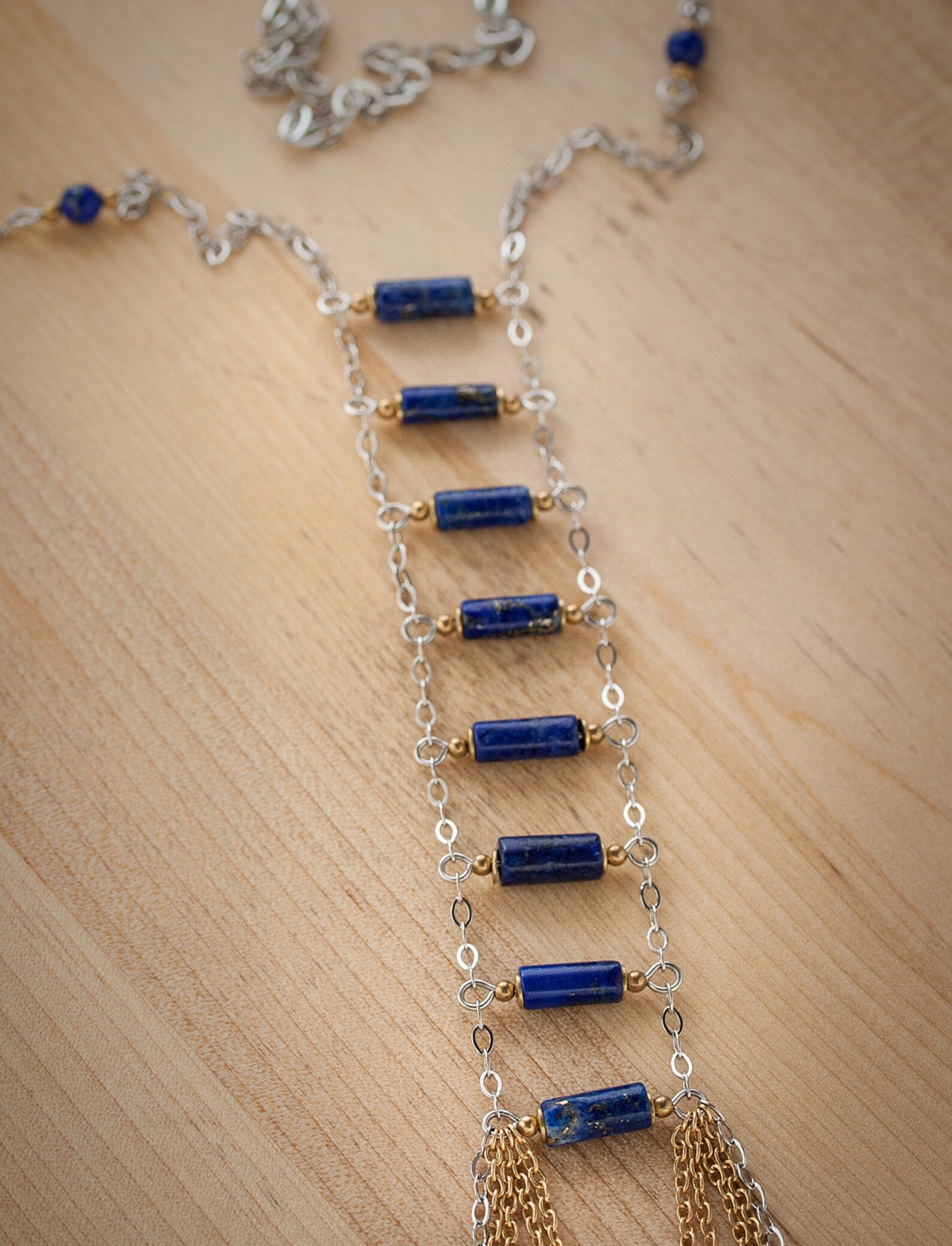 Ladder Necklace Lapis Gold Silver - Etsy