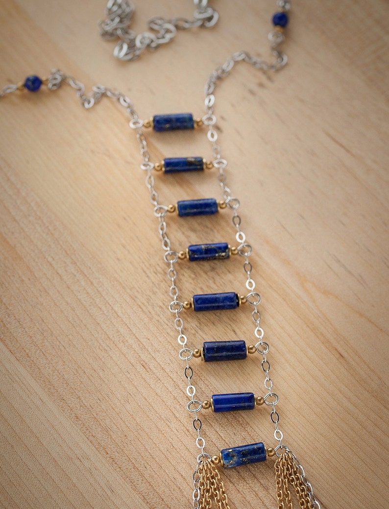 Ladder Necklace Lapis Gold Silver - Etsy
