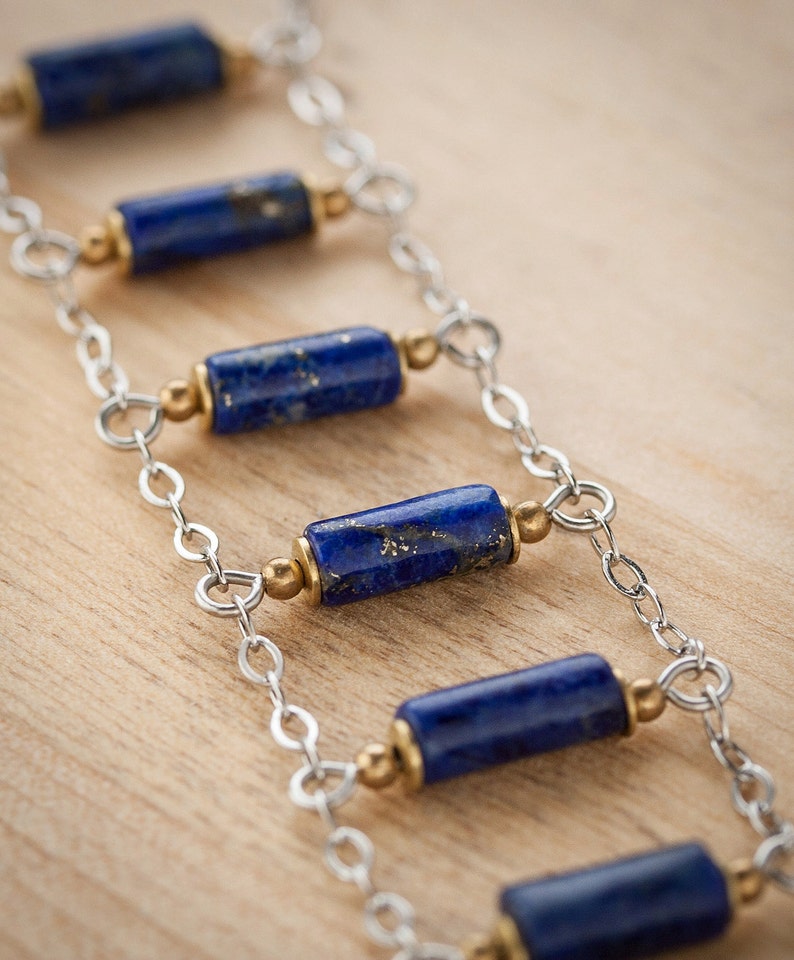 Ladder Necklace Lapis Gold Silver - Etsy