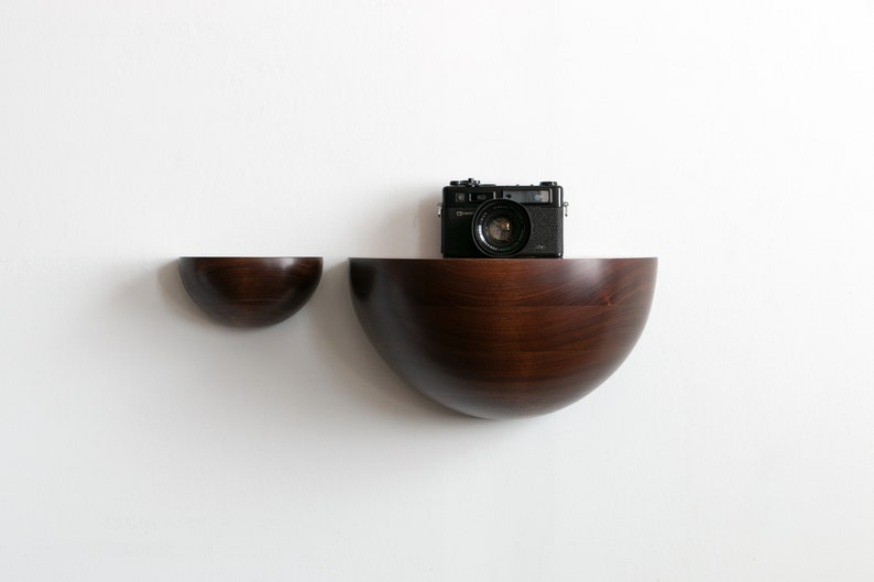 Hand-sculpted Spherical Wall Piece, Altar, Shelf // Black Walnut, MCM ...