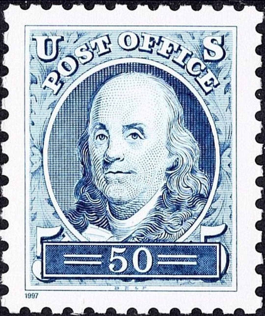 4x BENJAMIN FRANKLIN 1997 50c Blue Unused Postage Stamp Free Shipping ...