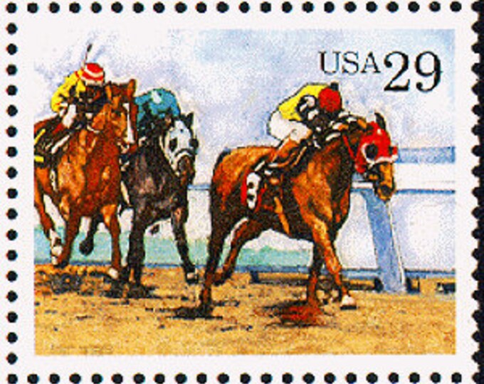 6x HORSE RACING Jockey 1993 29c Unused Vintage Postage Stamp Free ...