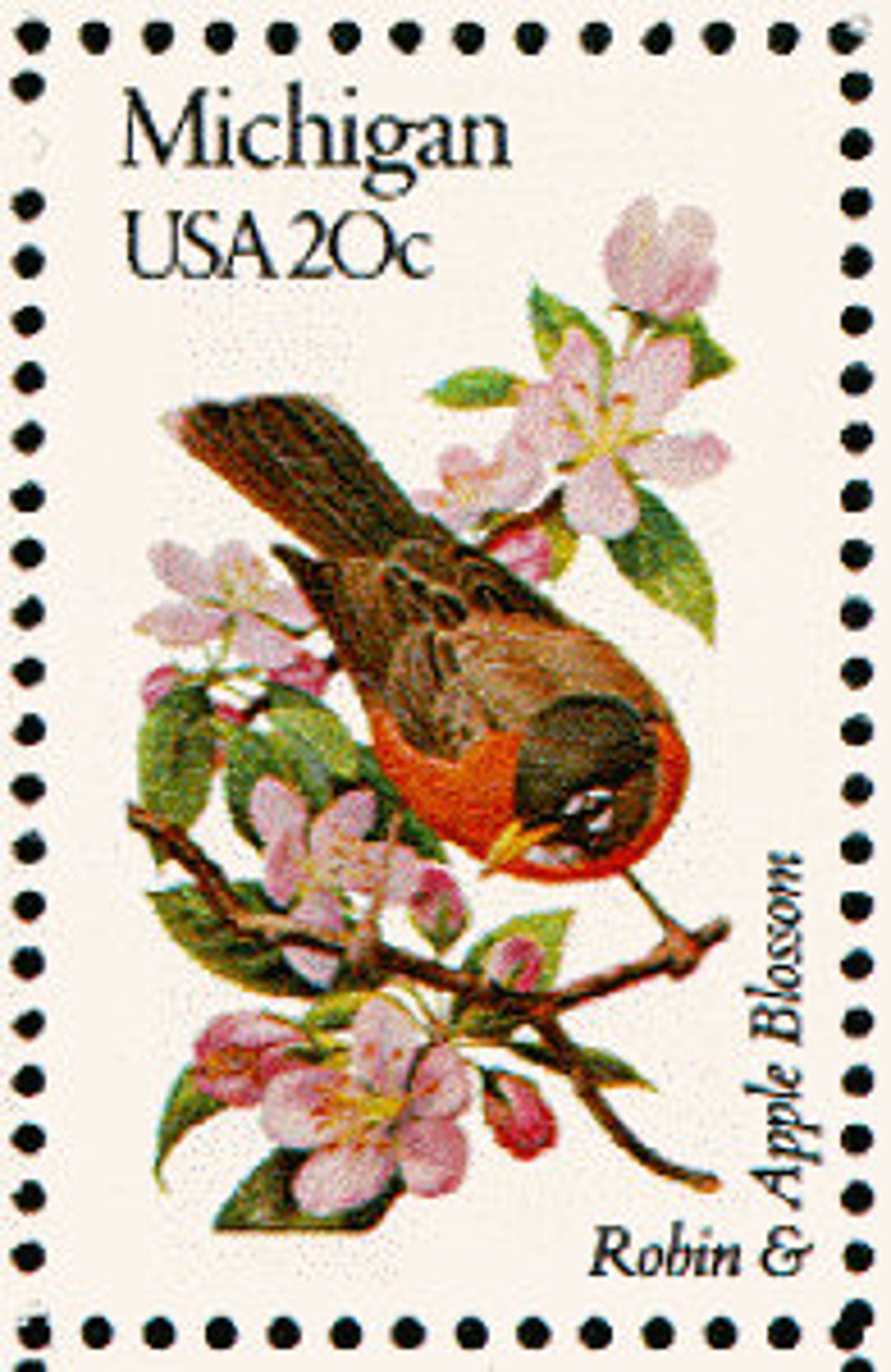 7x MICHIGAN State Bird & Flower Flora Fauna 1982 20c Unused - Etsy