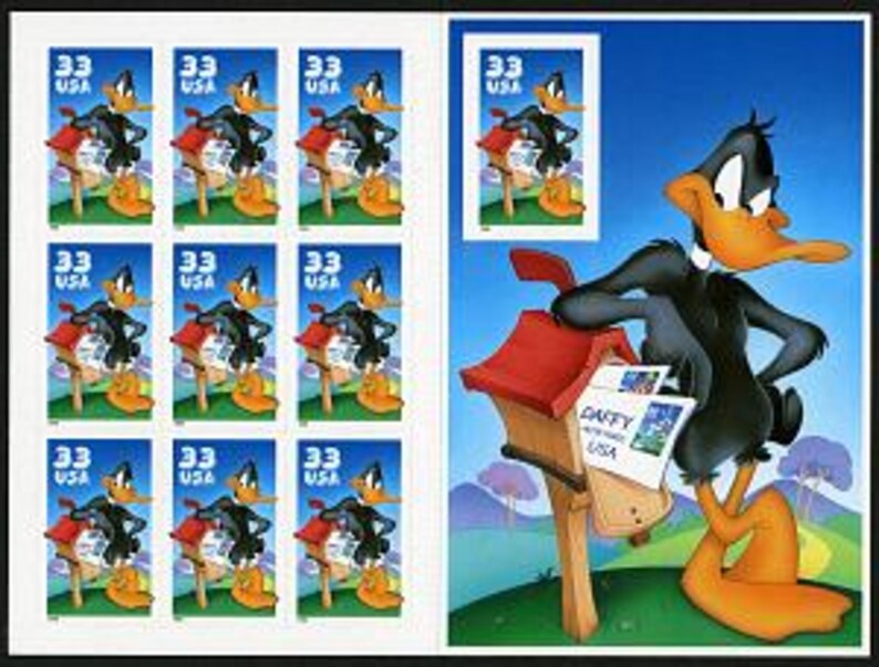 6x DAFFY DUCK Cartoon Animation 1999 33c Unused Postage Stamp Free ...
