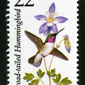 5x HUMMINGBIRD Broad-tailed American Wildlife 1987 22c Unused Vintage ...