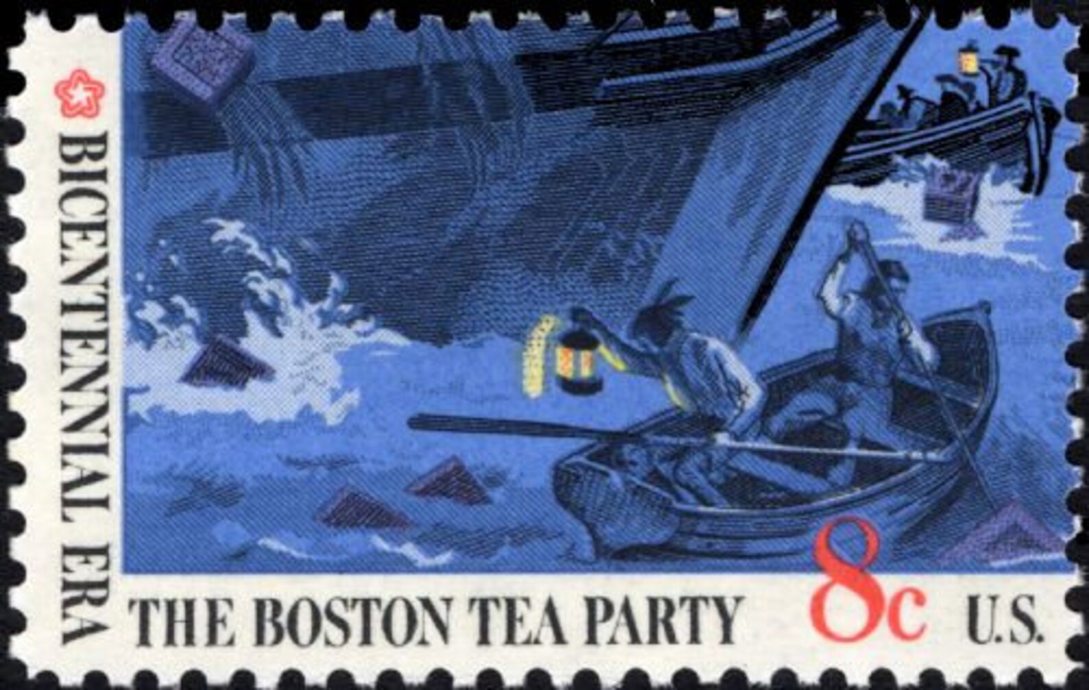 24x BOSTON TEA PARTY American Bicentennial 4 Diff 1973 8c Blue Postage ...