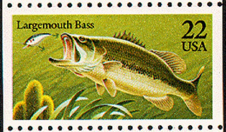 7x LARGEMOUTH BASS Fish FISHING 1986 22c Unused Postage Stamp | Etsy