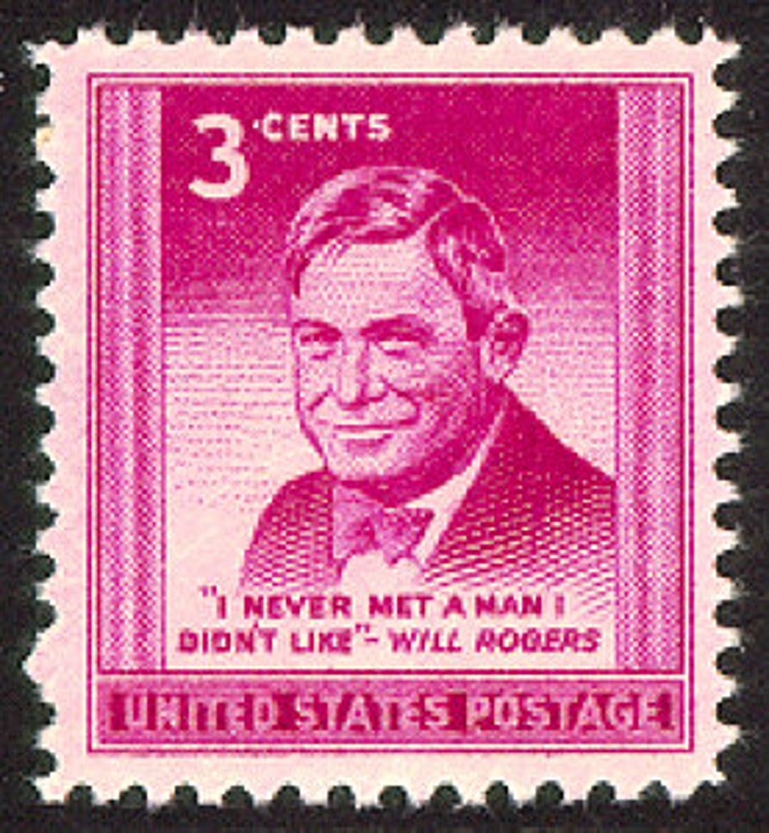 20x WILL ROGERS Oklahoma 1948 3c Pink Unused Postage Stamp Free ...