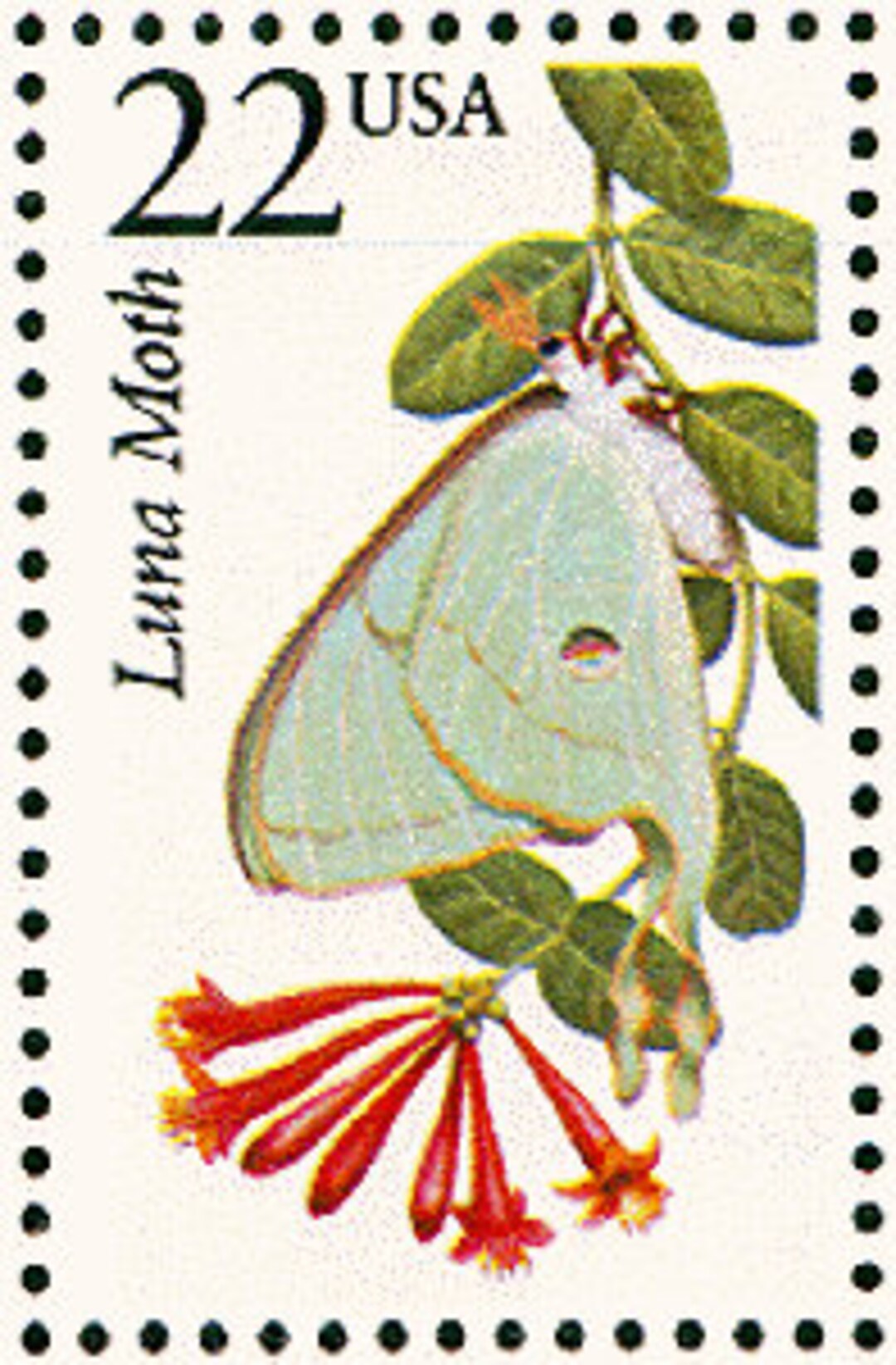 5x LUNA MOTH American Wildlife 1987 22c Unused Vintage Postage Stamp ...