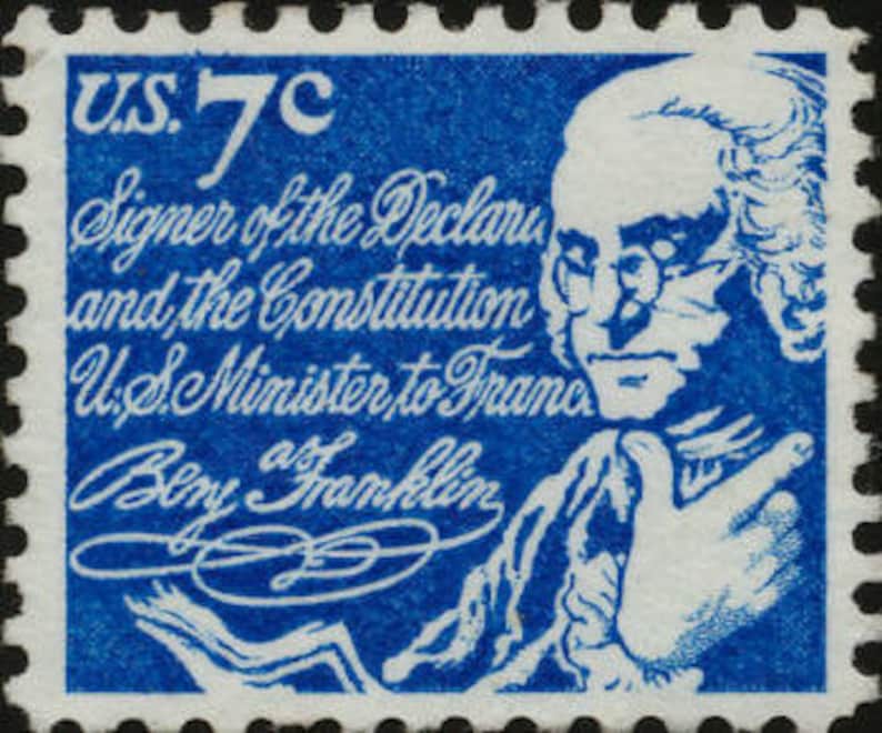 20x Benjamin Franklin 1970 7c Blue Unused Postage Stamp. Free Shipping ...