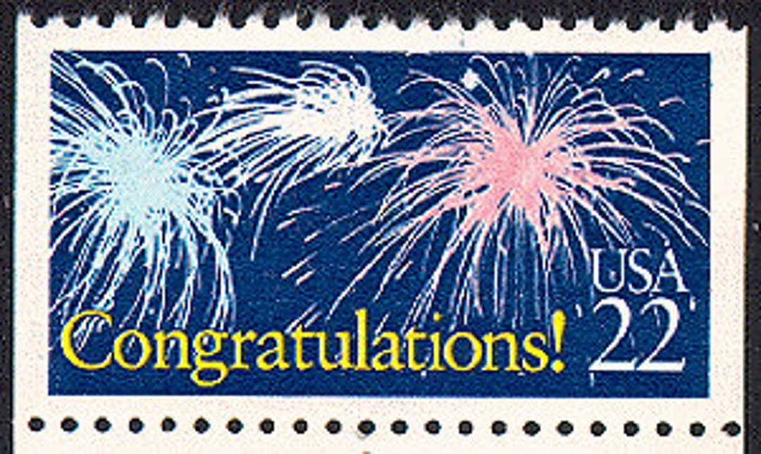7x CONGRATULATIONS Fireworks Greetings 1987 22c Postage Stamps Free ...
