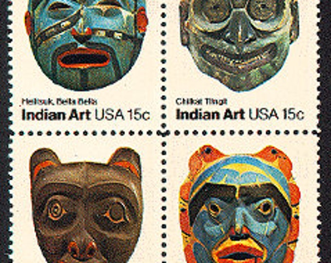 16x INDIAN MASKS Pacific Northwest 1980 15c Unused Vintage Postage ...